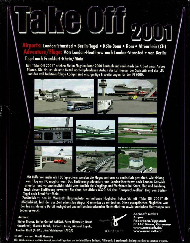 Take Off 2001 cover or packaging material - MobyGames