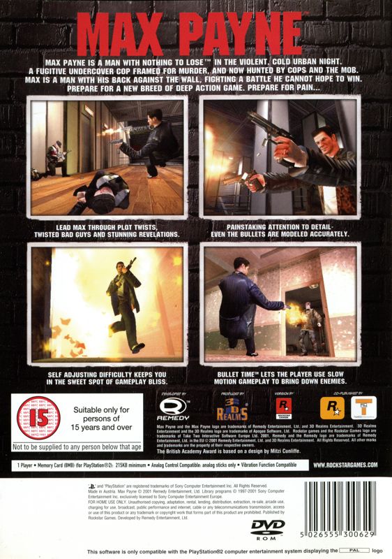 Max Payne cover or packaging material - MobyGames