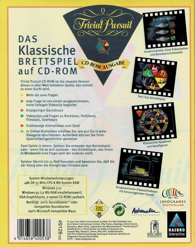 Trivial Pursuit: CD-ROM Edition cover or packaging material - MobyGames