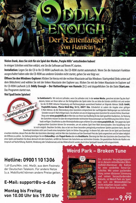 Oddly Enough: Pied Piper cover or packaging material - MobyGames