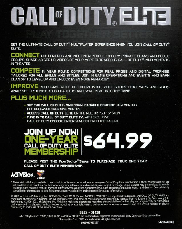 Call of Duty: MW3 cover or packaging material - MobyGames