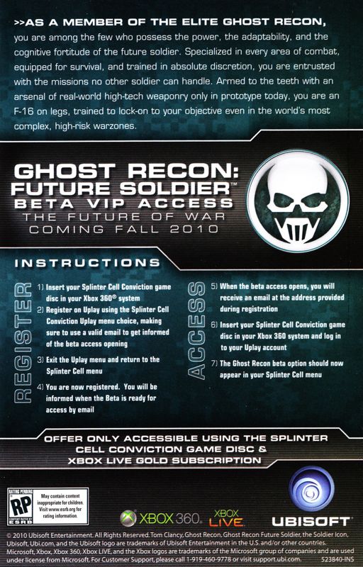 Tom Clancy's Splinter Cell: Conviction (Limited Collector's Edition ...