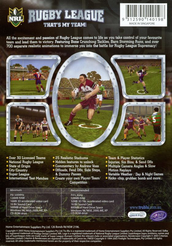 NRL Rugby League cover or packaging material - MobyGames