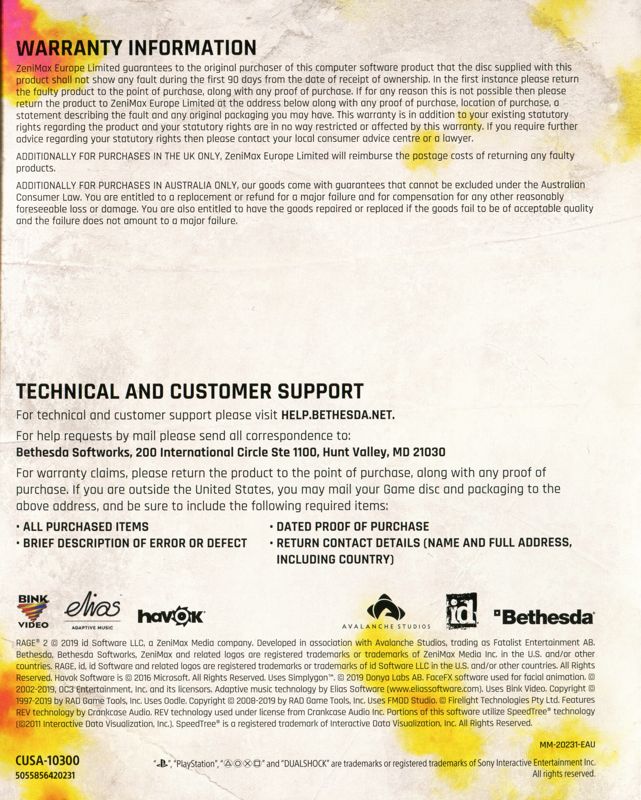 Rage 2 cover or packaging material - MobyGames