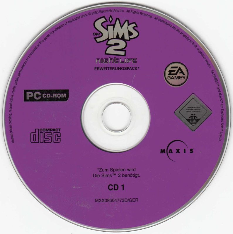 The Sims 2: Nightlife cover or packaging material - MobyGames