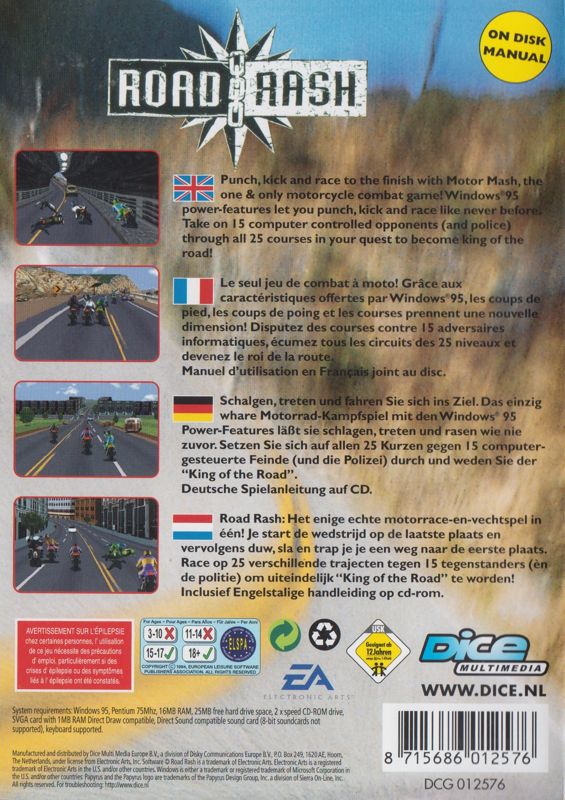 Road Rash cover or packaging material - MobyGames