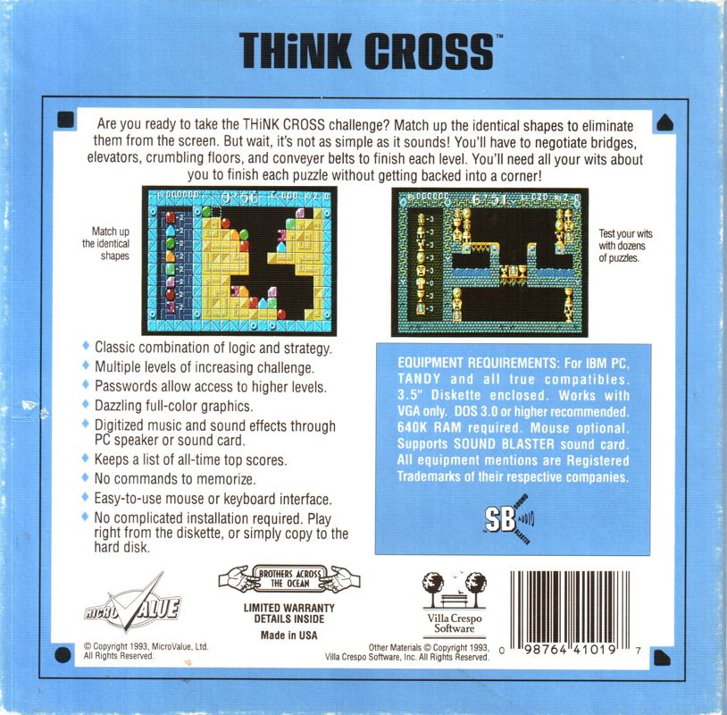 Th!nk Cross cover or packaging material - MobyGames