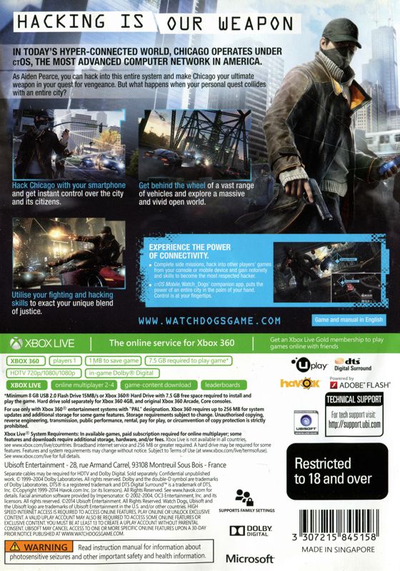 Watch_Dogs cover or packaging material - MobyGames