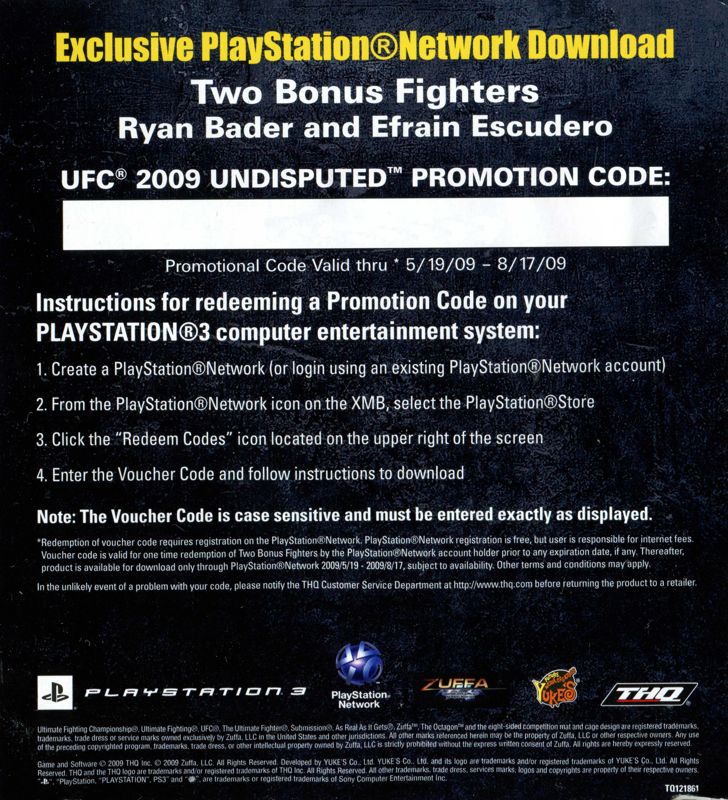 UFC 2009 Undisputed cover or packaging material - MobyGames