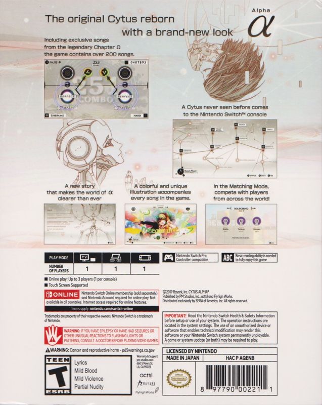 Cytus α cover or packaging material - MobyGames