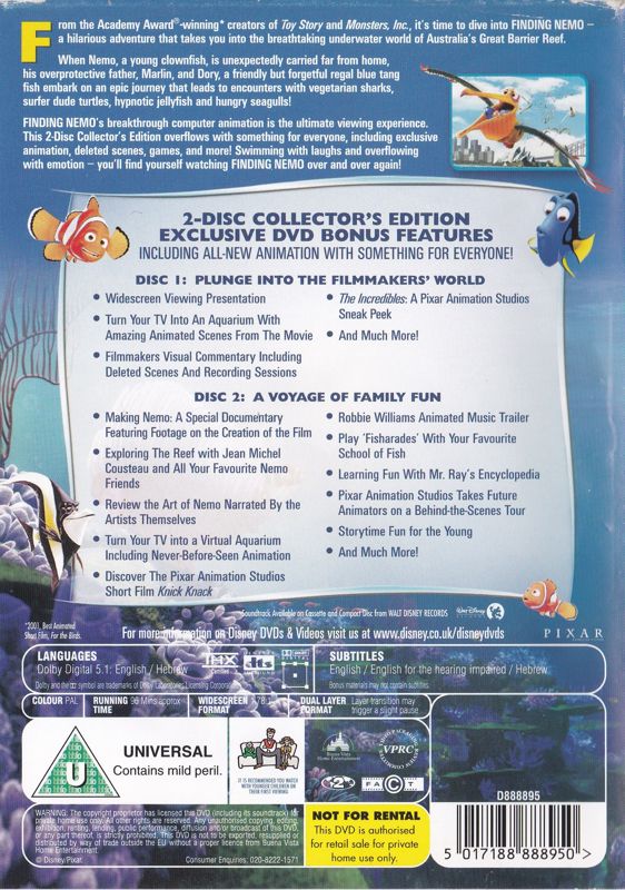 Finding Nemo (included game) cover or packaging material - MobyGames