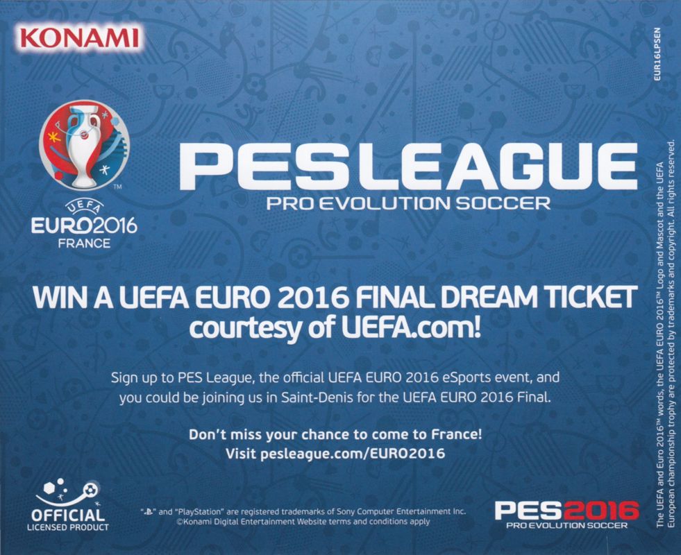 UEFA Euro 2016 / PES 2016: Pro Evolution Soccer cover or packaging ...