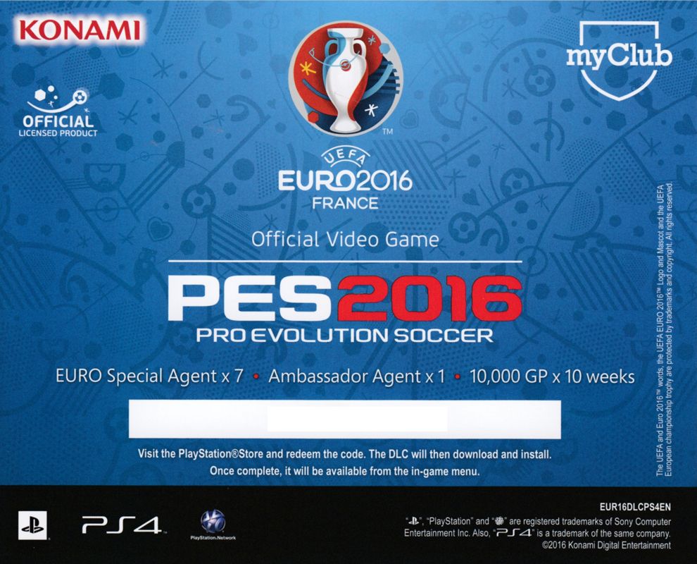 UEFA Euro 2016 / PES 2016: Pro Evolution Soccer cover or packaging material - MobyGames
