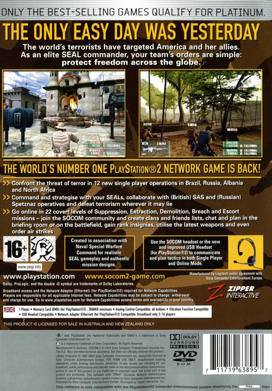 SOCOM II: U.S. Navy SEALs cover or packaging material - MobyGames