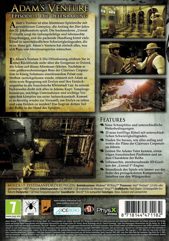Adam's Venture: Episode 3 - Revelations cover or packaging material ...