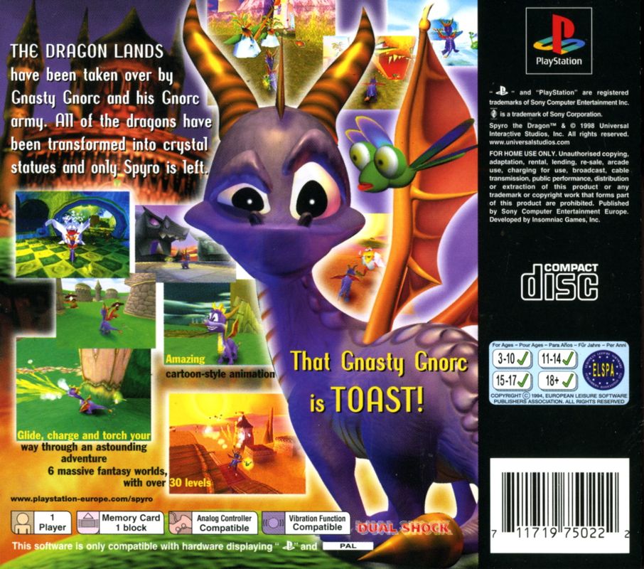 Spyro the Dragon cover or packaging material - MobyGames