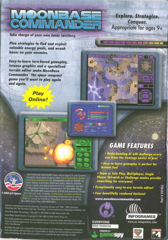 Moonbase Commander cover or packaging material - MobyGames