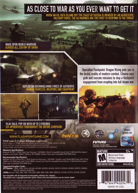 Operation Flashpoint: Dragon Rising cover or packaging material - MobyGames