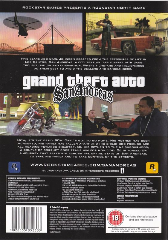 Grand Theft Auto: San Andreas cover or packaging material - MobyGames