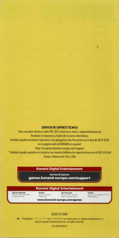 PES 2013: Pro Evolution Soccer cover or packaging material - MobyGames