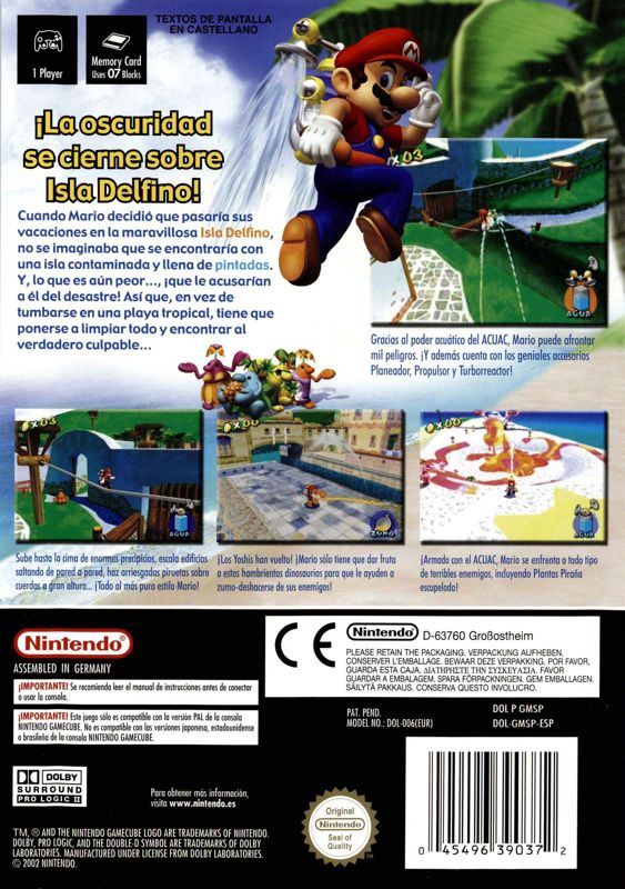 Super Mario Sunshine cover or packaging material - MobyGames