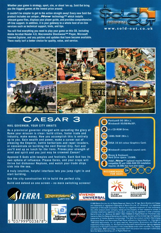 Caesar III cover or packaging material - MobyGames