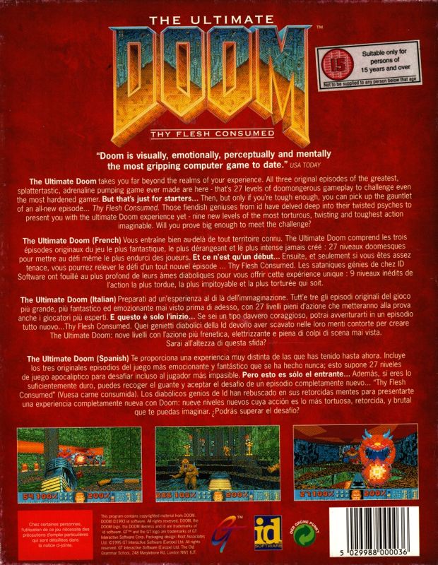 The Ultimate Doom cover or packaging material - MobyGames
