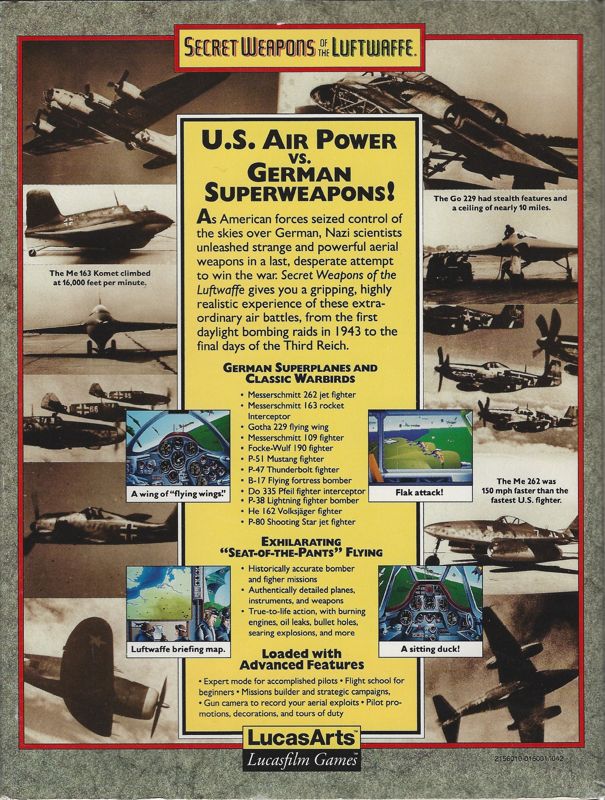 Secret Weapons of the Luftwaffe cover or packaging material - MobyGames