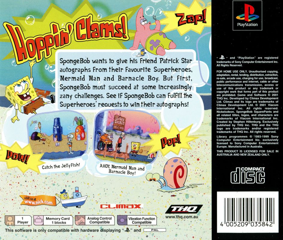 SpongeBob SquarePants: SuperSponge cover or packaging material - MobyGames