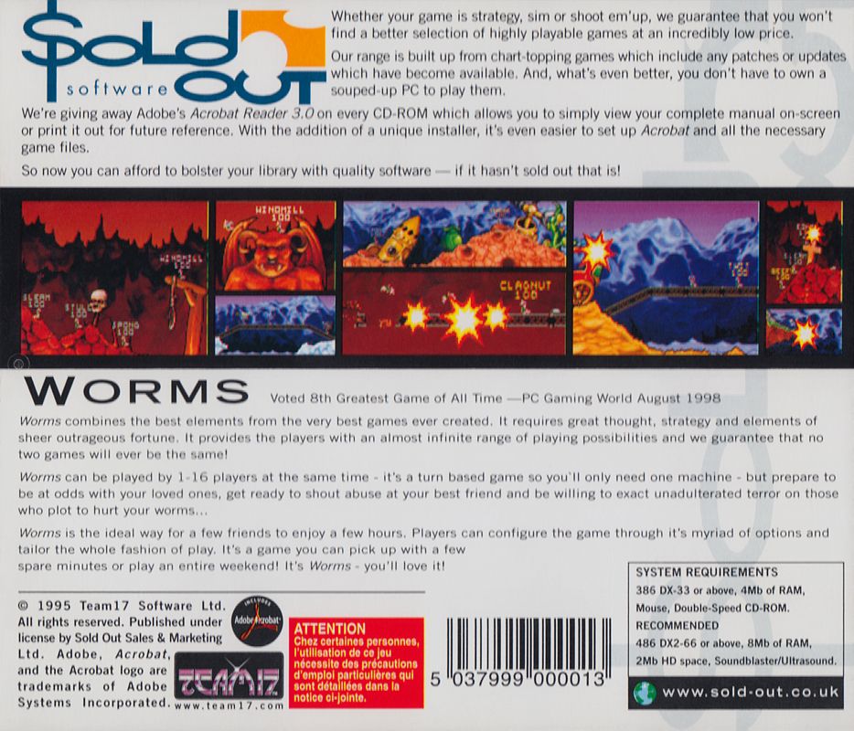 Worms cover or packaging material - MobyGames
