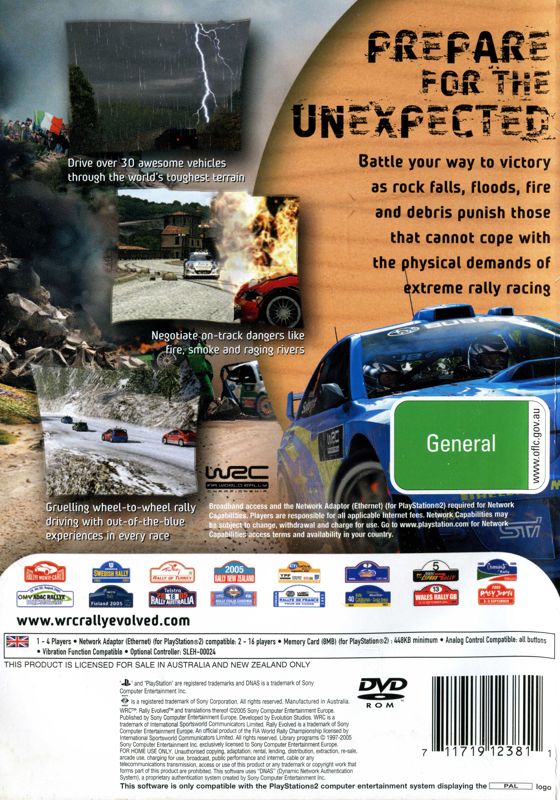 WRC: Rally Evolved cover or packaging material - MobyGames