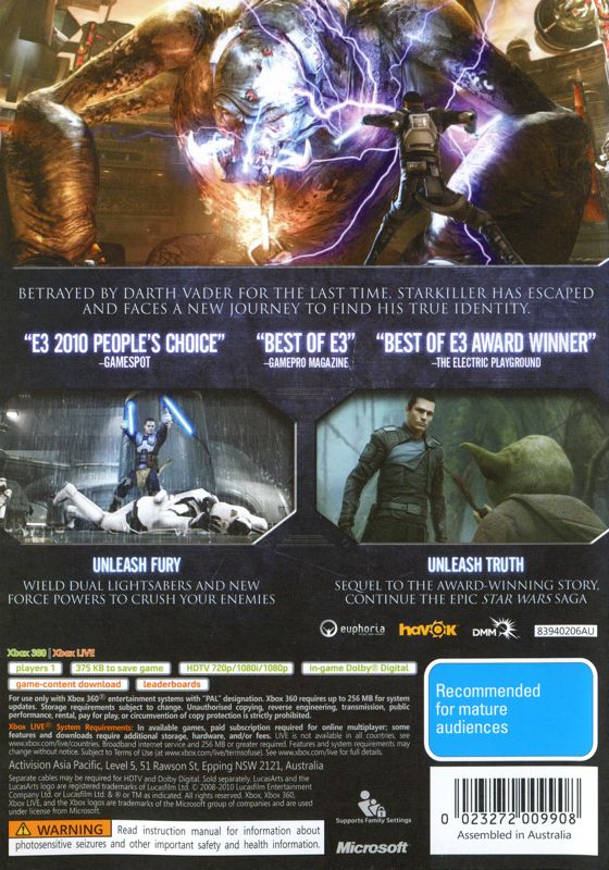 Star Wars: The Force Unleashed II cover or packaging material - MobyGames