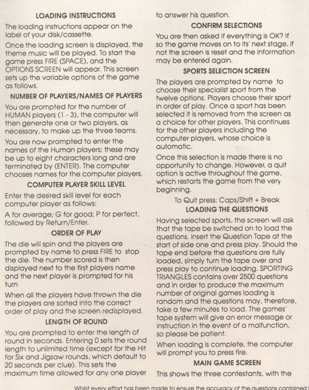 Sporting Triangles cover or packaging material - MobyGames