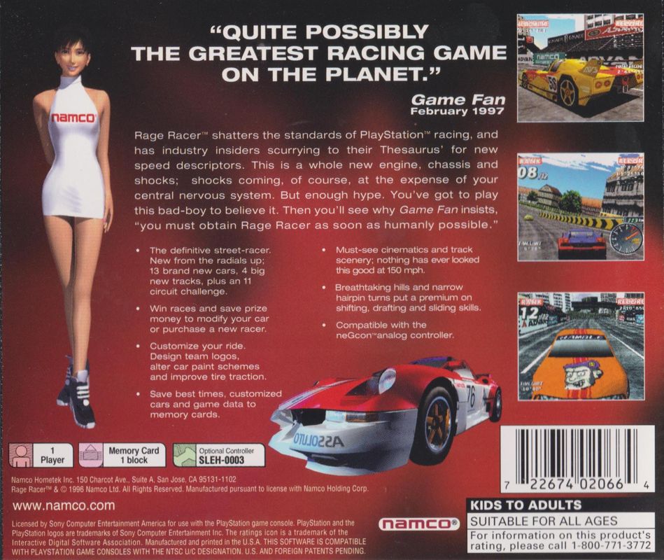 Rage Racer cover or packaging material - MobyGames