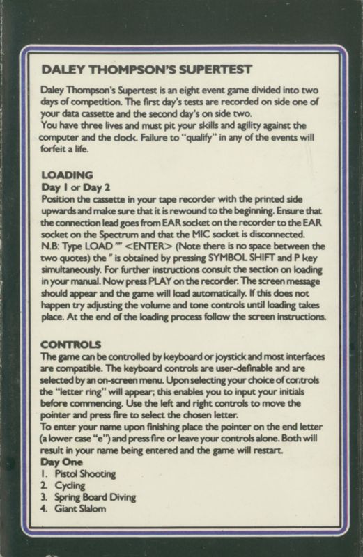 Daley Thompson's Super-Test cover or packaging material - MobyGames