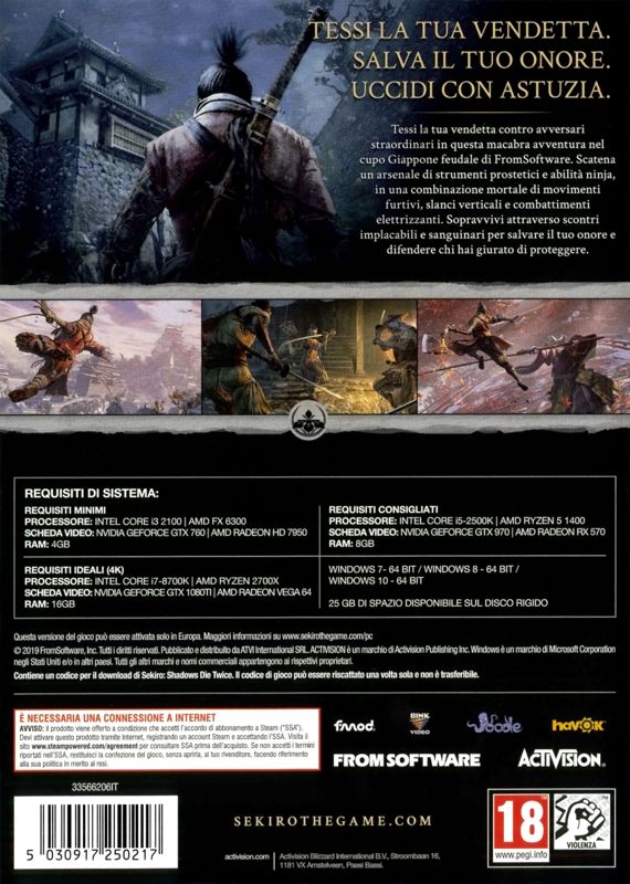 Sekiro: Shadows Die Twice cover or packaging material - MobyGames