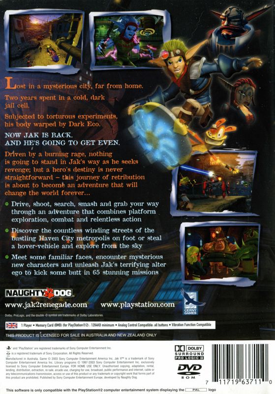 Jak II cover or packaging material - MobyGames