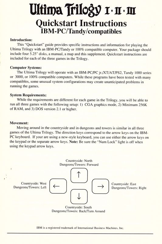 Ultima Trilogy: I ♦ II ♦ III cover or packaging material - MobyGames