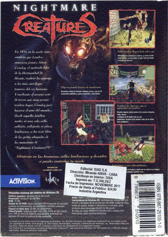 Nightmare Creatures cover or packaging material - MobyGames