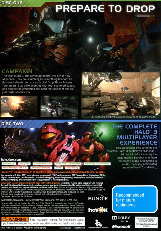 Halo 3: ODST cover or packaging material - MobyGames