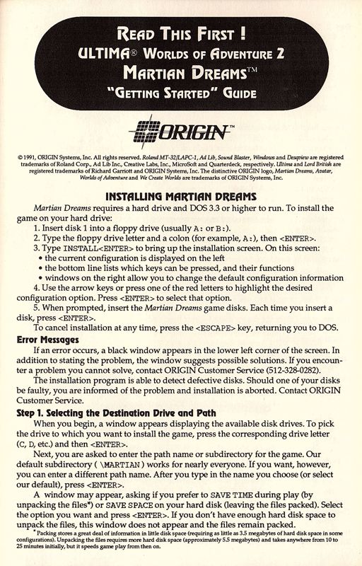 Ultima: Worlds of Adventure 2 - Martian Dreams cover or packaging ...