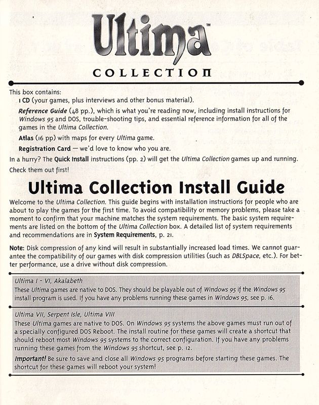 Ultima Collection cover or packaging material - MobyGames