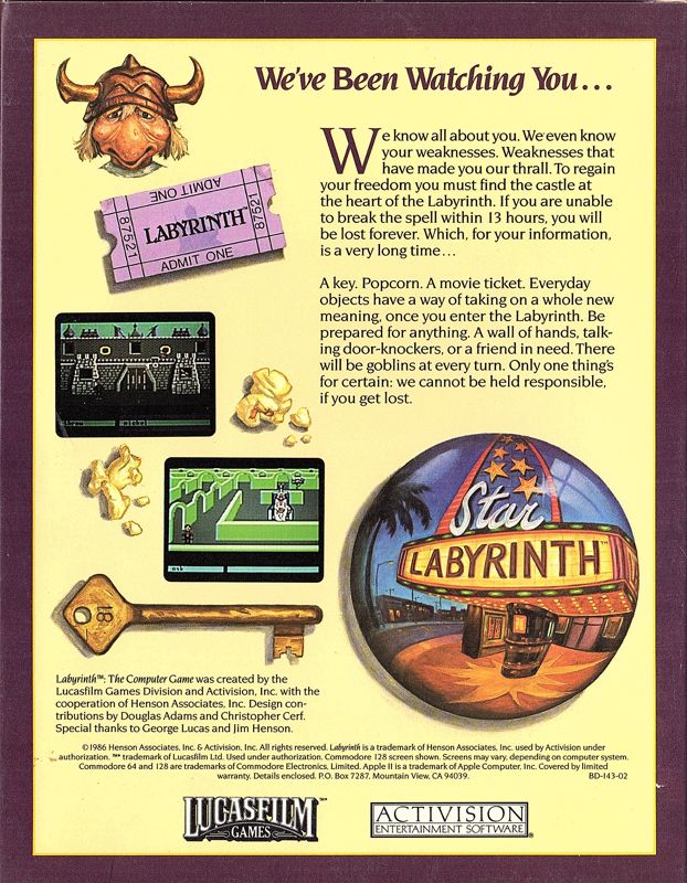 Labyrinth cover or packaging material - MobyGames