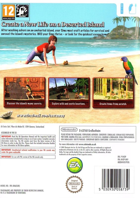 The Sims 2: Castaway cover or packaging material - MobyGames
