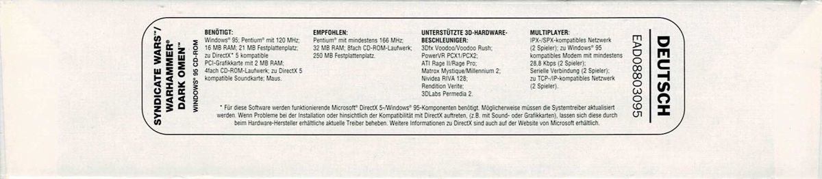 Syndicate Wars + Warhammer: Dark Omen cover or packaging material ...