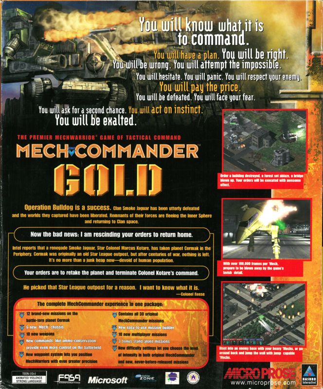 Mech Commander: Gold cover or packaging material - MobyGames