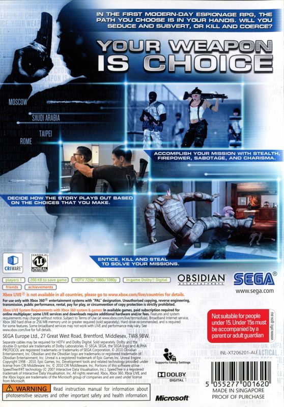 Alpha Protocol cover or packaging material - MobyGames