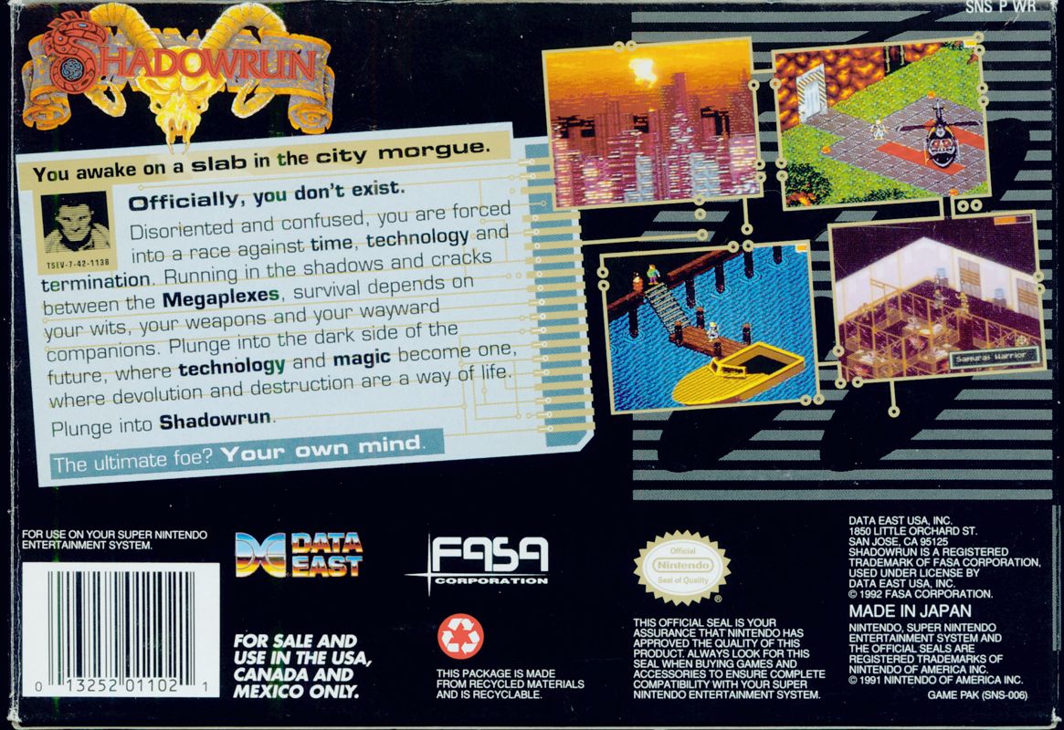 Shadowrun cover or packaging material - MobyGames