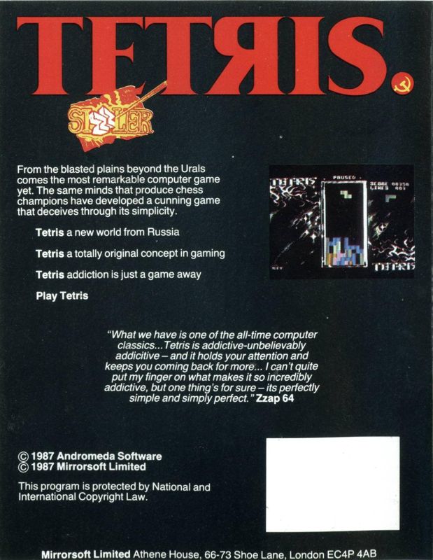 Tetris cover or packaging material - MobyGames