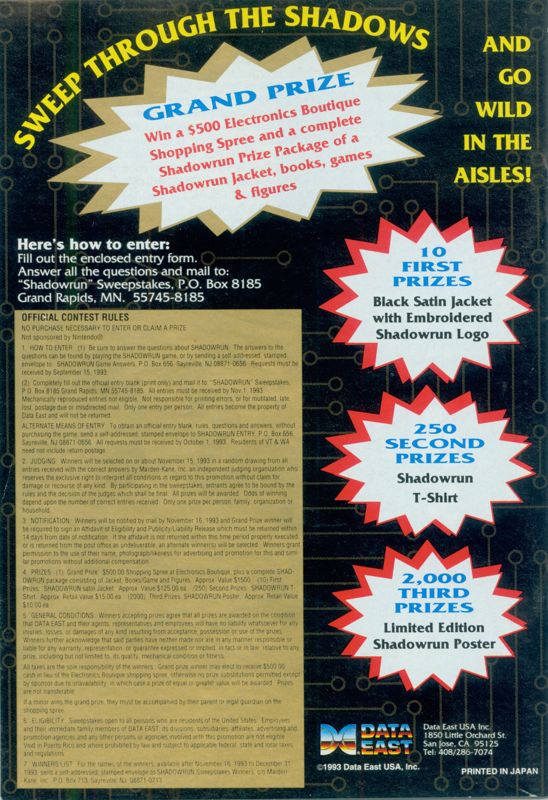 Shadowrun cover or packaging material - MobyGames